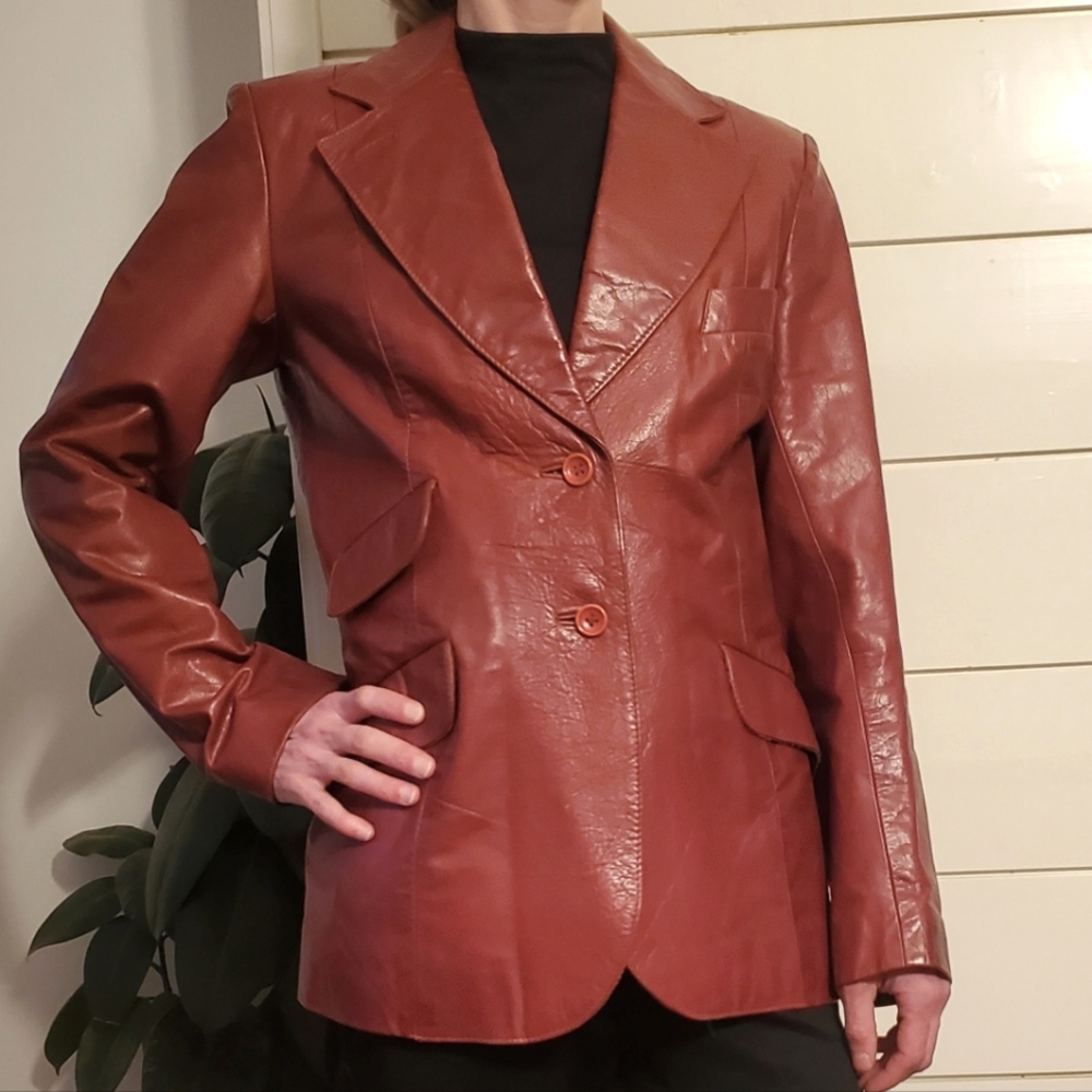 70s Beged-Or Leather Jacket, Rust Orange-Brown, Vinta… - Gem